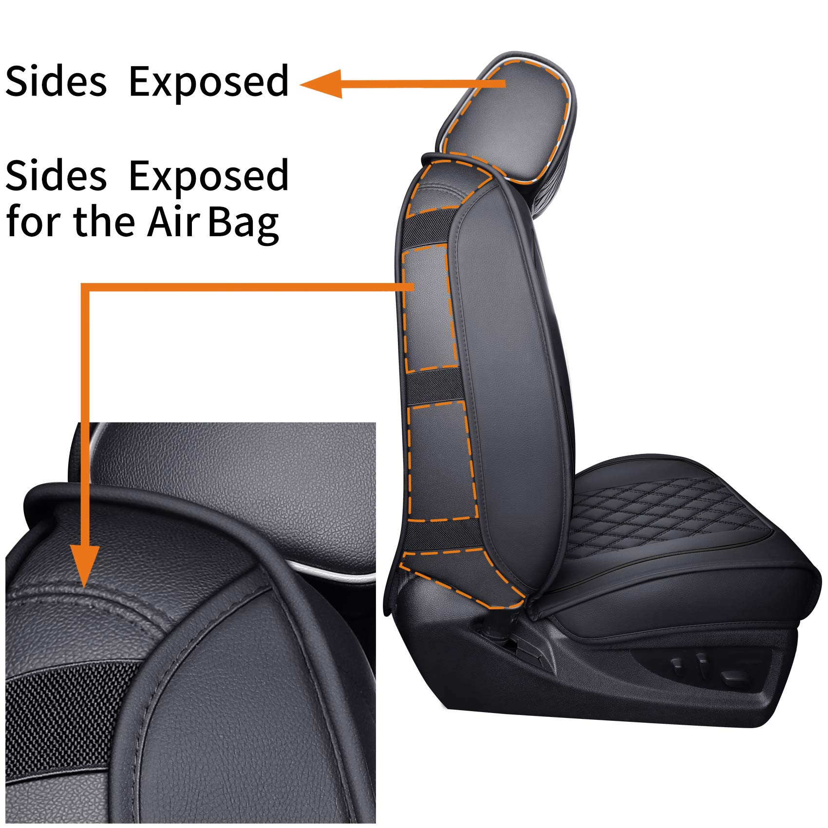 Aierxuan Seat Covers for Truck Chevy Chevrolet Silverado GMC Sierra Pickup 2007-2024 1500 2500HD 3500HD Trail Boss Z71 Crew Double Extended Cab Waterproof Leather Protectors (Full Set, Black)