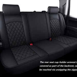 Aierxuan Seat Covers for Truck Chevy Chevrolet Silverado GMC Sierra Pickup 2007-2024 1500 2500HD 3500HD Trail Boss Z71 Crew Double Extended Cab Waterproof Leather Protectors (Full Set, Black)