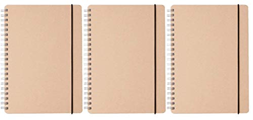 Mujirushi Recycle Paper Double-ring Dot Grid Notebook - A5, 70 sheets, with rubber strip 3set