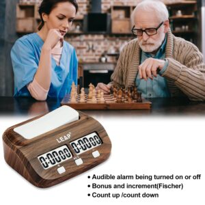 LEAP Chess Clock Digital Chess Timer Professional for Board Games Timer with Alarm Function (Official Store) Wood Appearance