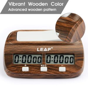 LEAP Chess Clock Digital Chess Timer Professional for Board Games Timer with Alarm Function (Official Store) Wood Appearance