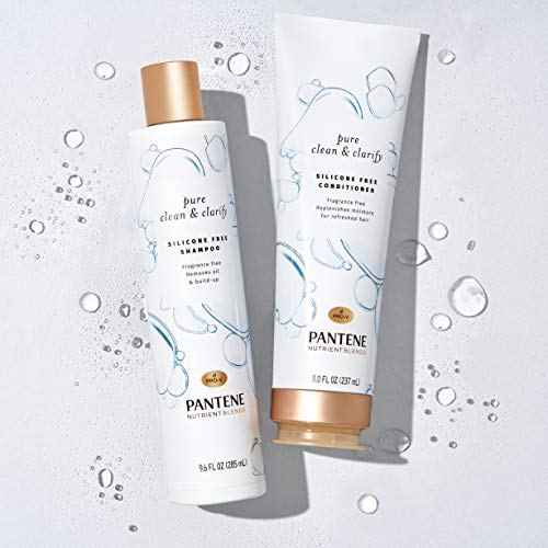 Pantene Shampoo and Conditioner Set Pure Clean & Clarify plus Hair Mask Rescue Shot Treatment, Silicone Free, Nutrient Blends, transparent