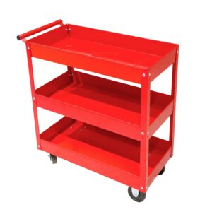 tce service utility cart heavy duty 3 shelf tier 400 lbs rolling trolley storage organizer for garage warehouse workshop, aptc302u