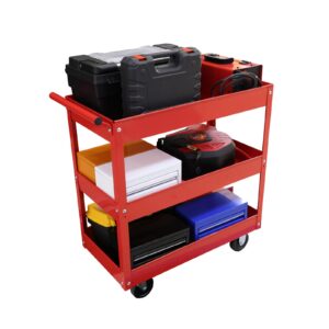 TCE Service Utility Cart Heavy Duty 3 Shelf Tier 400 LBs Rolling Trolley Storage Organizer for Garage Warehouse Workshop, APTC302U