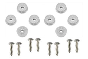 8 small clear round rubber feet bumpers & stainless steel screws - .250 h x .671 d -made in usa - non marking. food safe, rohs & prop 65 free - perfect for cutting boards, electronics, craft