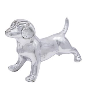 Nayothecorgi Beagle Dog Statue - Metallic Silver Standing Ceramic Dog Statue - Decorative Dog Sculpture for Garden or Home Décor - Beagle Dog Outdoor Statue - (11.5” x 7.0” x 4.5”)