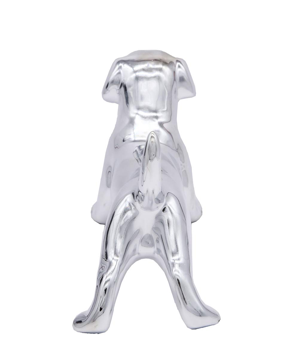 Nayothecorgi Beagle Dog Statue - Metallic Silver Standing Ceramic Dog Statue - Decorative Dog Sculpture for Garden or Home Décor - Beagle Dog Outdoor Statue - (11.5” x 7.0” x 4.5”)