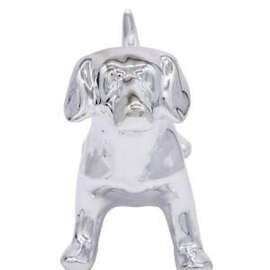 Nayothecorgi Beagle Dog Statue - Metallic Silver Standing Ceramic Dog Statue - Decorative Dog Sculpture for Garden or Home Décor - Beagle Dog Outdoor Statue - (11.5” x 7.0” x 4.5”)