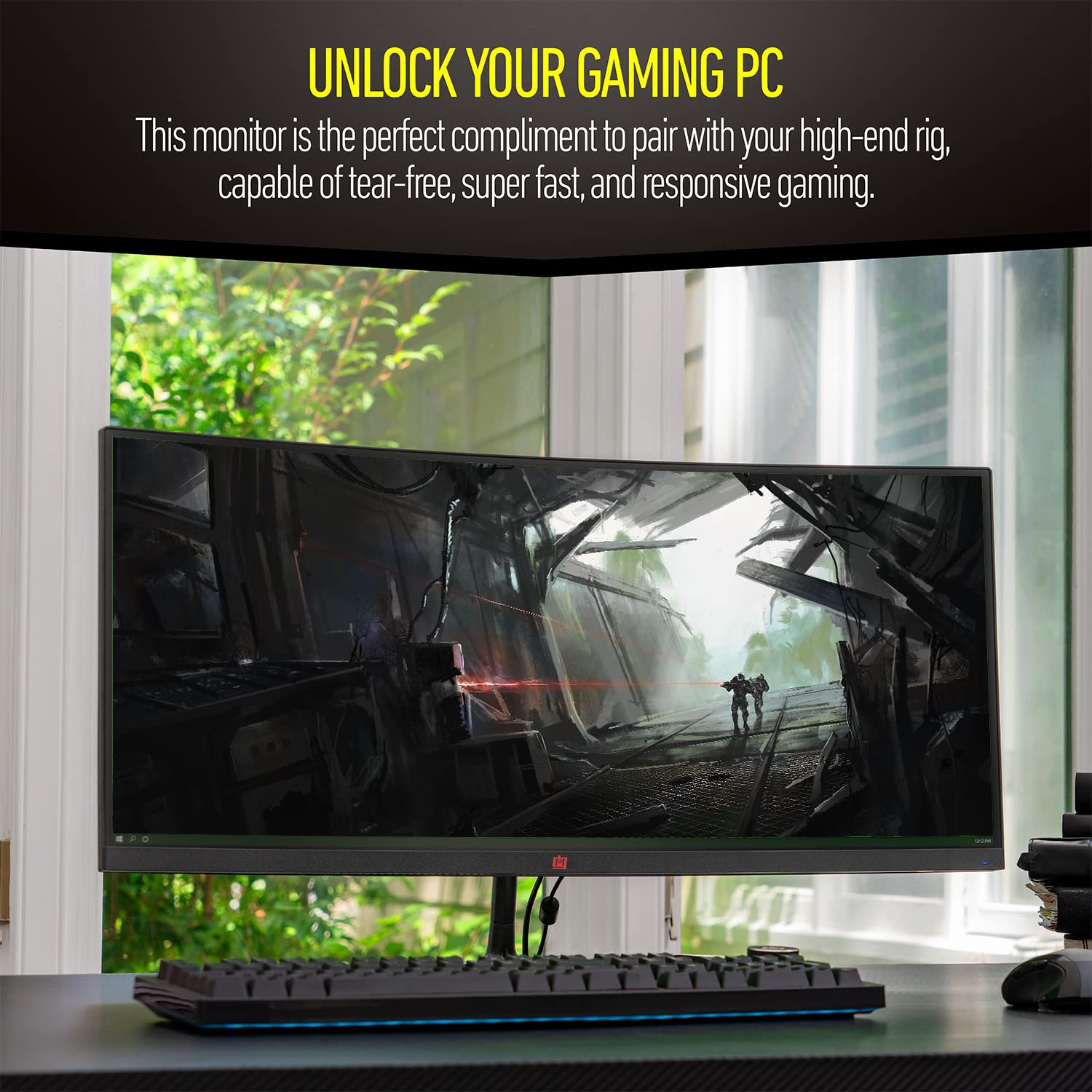 Deco Gear DGVM29PB 29-Inch 2560x1080 100Hz VA Curved Gaming Monitor, 4ms Response Time, 3000:1 Contrast Ratio, sRGB, NTSC 85, DCI-P3, and Adobe RGB Color Accurate