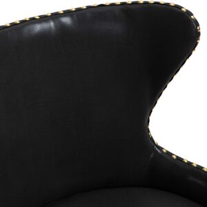 Meridian Furniture 167Black Hendrix Collection Modern Contemporary Vegan Leather Upholstered Swivel Adjustable Office Chair with Button Tufting and Gold Base, Black, 21.5" W x 24" D x 30.3"-32.6" H