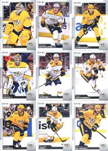 2020-21 o-pee-chee nashville predators team set of 16 cards: juuse saros(#5), mikael granlund(#85), calle jarnkrok(#152), viktor arvidsson(#220), craig smith(#254), filip forsberg(#266), rocco grimaldi(#286), pekka rinne(#329), kyle turris(#395), ryan joh