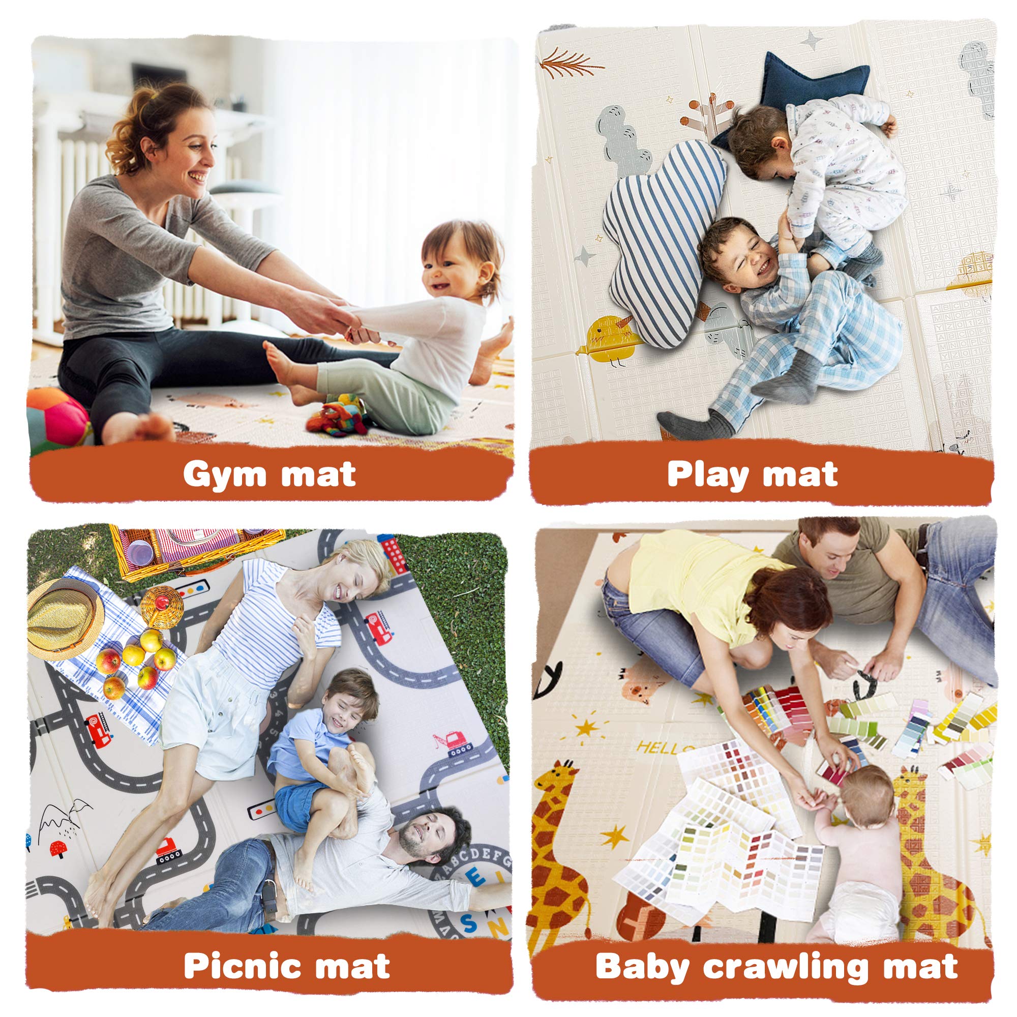 Extra Large Thick Crawling Playmats, Baby Play Mat, Foam Play Mat for Baby Floor Play, Waterproof Foldable Baby Crawling Mat, Soft Thick Baby Mat, 77.5x69.6x0.39''