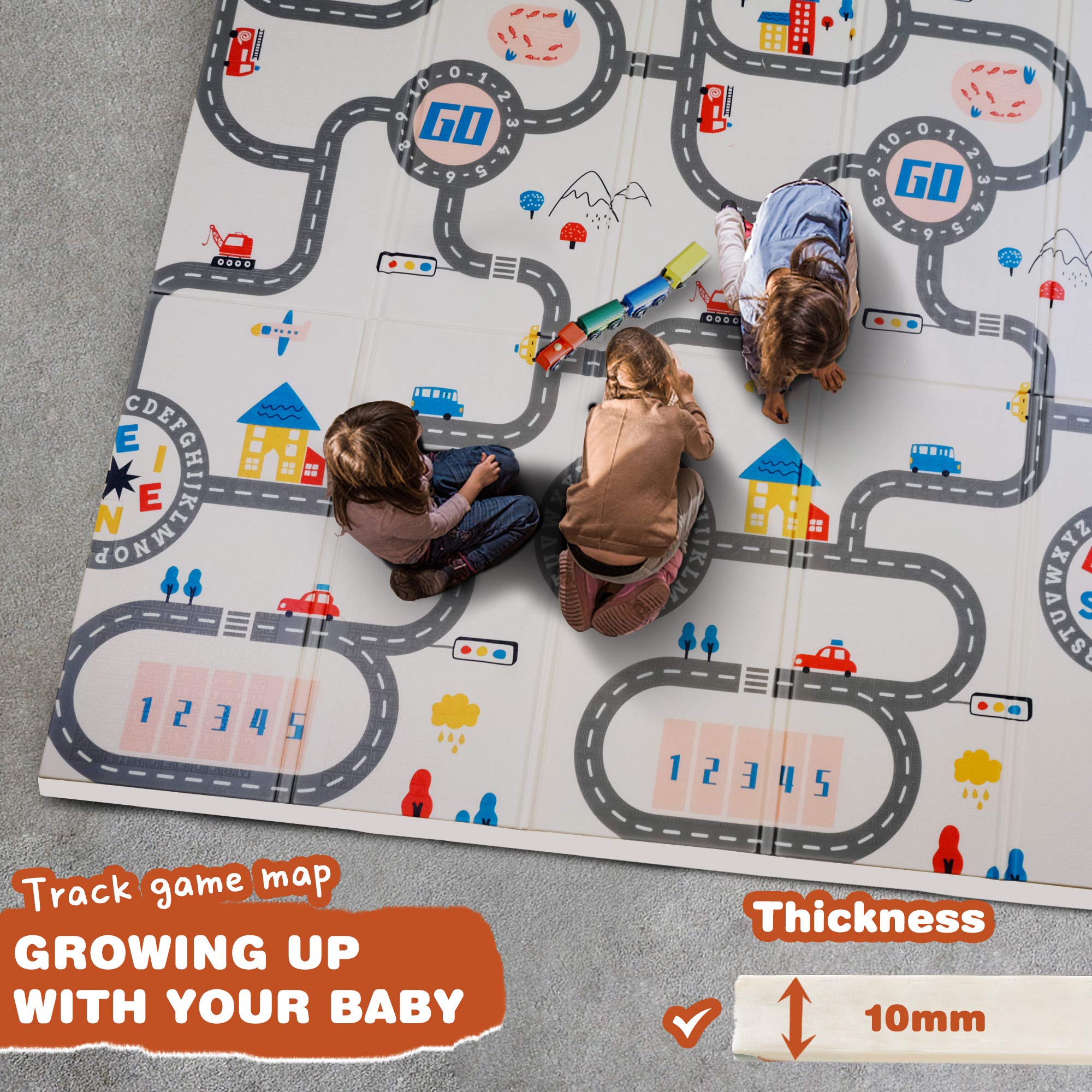 Extra Large Thick Crawling Playmats, Baby Play Mat, Foam Play Mat for Baby Floor Play, Waterproof Foldable Baby Crawling Mat, Soft Thick Baby Mat, 77.5x69.6x0.39''