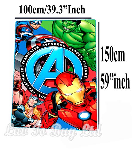 Avengers Kids Blanket,Marvel Hulk Thor Iron Man Blanket,Official Licenced