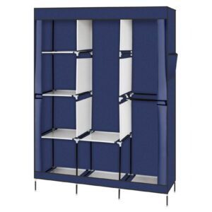 71" Portable Closet Wardrobe Clothes Rack Storage Organizer with Shelf Blue Clothes Storage Organizer Closet ?for Home, Dorm, Garage etc. ?No-Tool Assembly