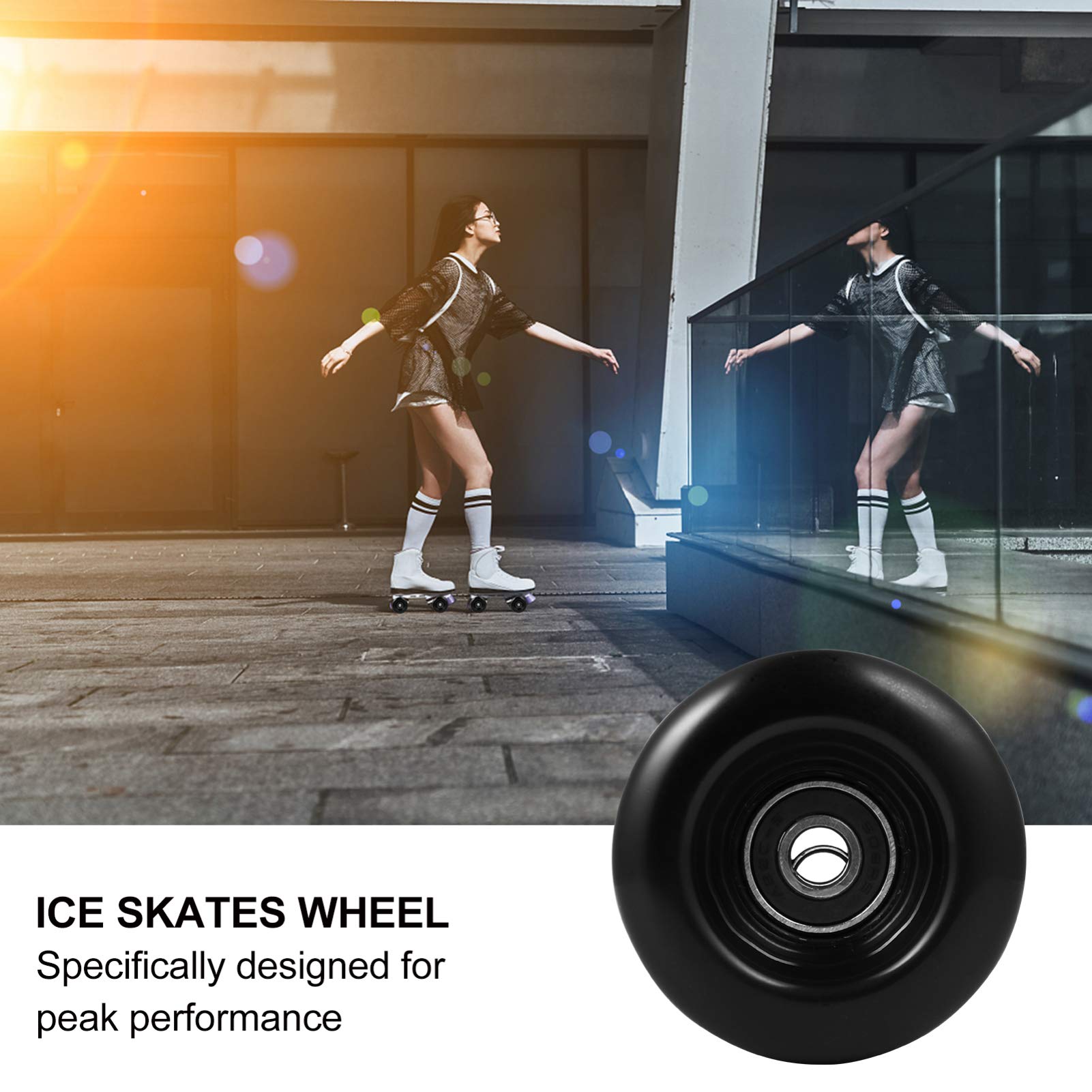 VOSAREA 4Pcs Shoe Wheel Skates Accessories Skating Wheels ice Skates Wheel Roller bladse Wheels Wheel with Bearing Skates Bearings Wheels Inline Hockey Wheels pu Double Row Skateboard