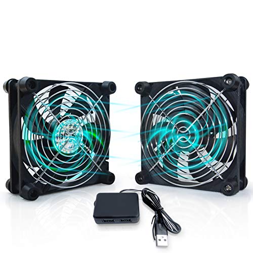 USB Computer Fan 120mm Cabinet Fan for Electronics DC 5 Volt Computer Fan Quiet USB Cooling Fan for Computer Case CPU Routers Receiver Cabinets Cooling (2 Pack)