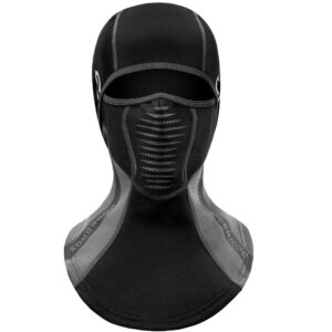 rockbros ski mask cold weather balaclava windproof fleece thermal face mask men women winter neck gaiter motorcycle riding grey black