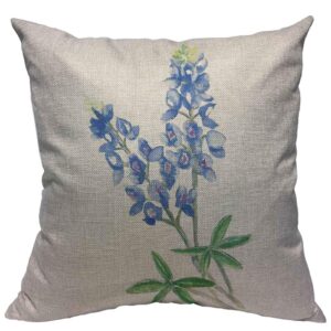 versuswolf throw pillow covers blue texas watercolor bluebonnet cotton linen decorative square pillowcases cushion cover 18 x 18 inch