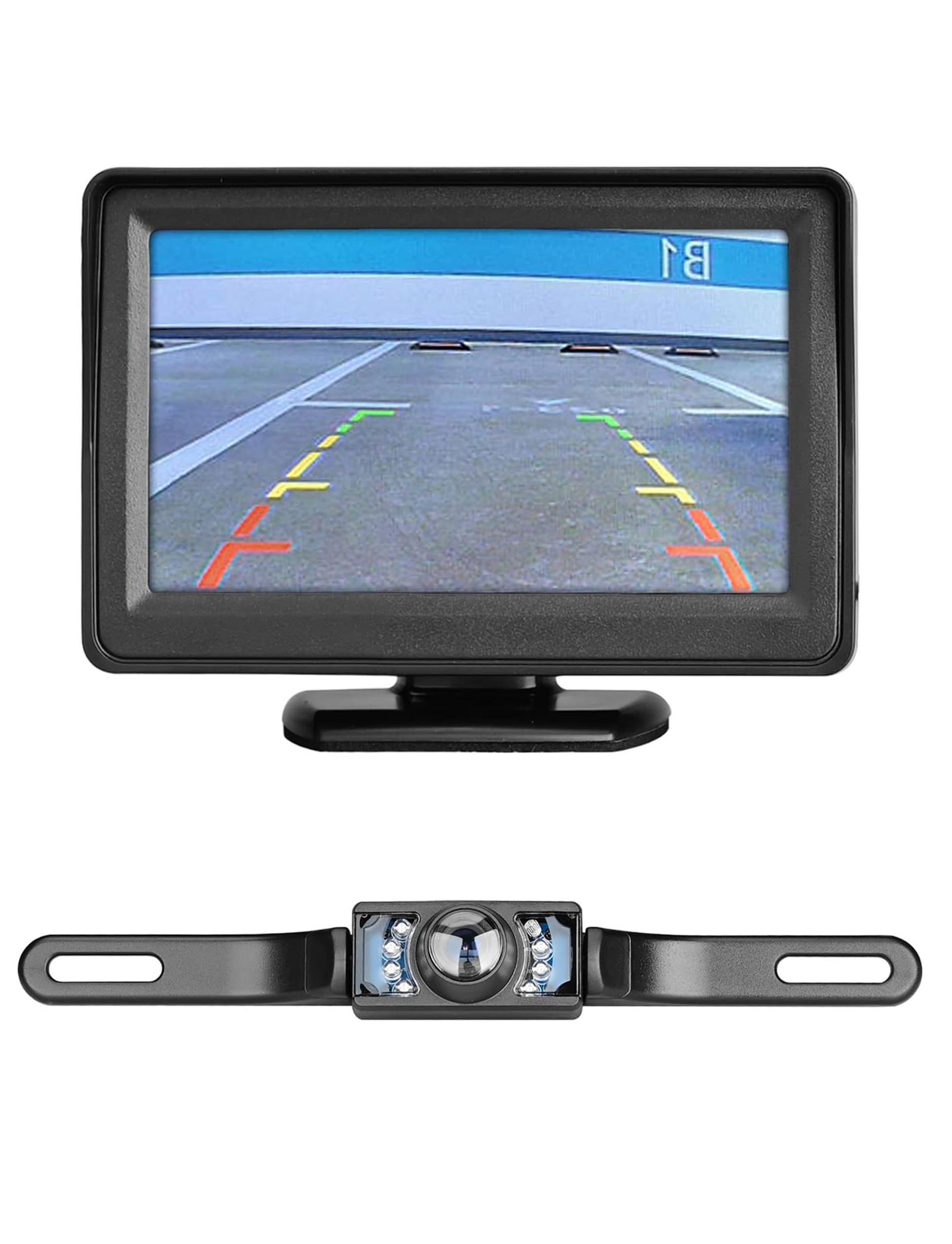 Backup Camera Monitor Kit Wireless, Lychee 4.3in Monitor and Rear View Camera with Night Vision Guide Lines for Car SUV Vehicle Pickup Truck