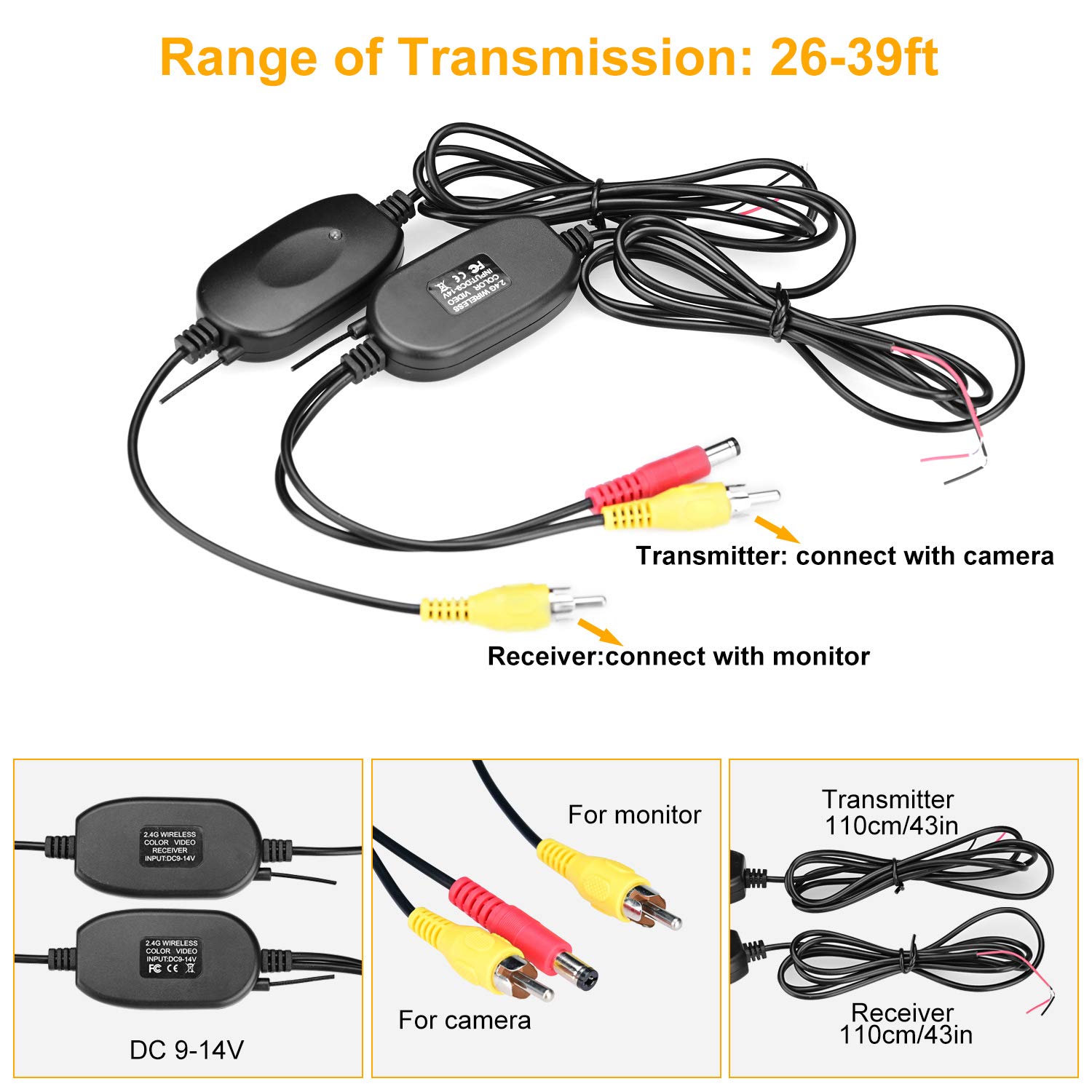 Backup Camera Monitor Kit Wireless, Lychee 4.3in Monitor and Rear View Camera with Night Vision Guide Lines for Car SUV Vehicle Pickup Truck