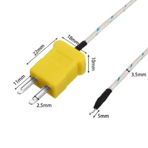 10 Pieces 3 Meters K Type Mini-Connector Thermocouple Temperature Probe Sensor K Type Thermocouple Wire Temperature Sensing Line Measure Range -50 to 400 Celsius, Compatible with TM902C/ TES1310