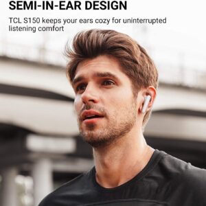 TCL S150 True Wireless Earbuds, Deep Bass with 13mm Drivers, Bluetooth 5.0 Headphones, Type C Charging Case, Noise Isolation, Waterproof Touch Control Wireless Earphones with Mic for Work, White