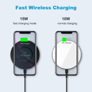 Tinwoo Wireless Charger,QI-Certified 15W Max Fast Wireless Charging Pad (NO AC Adapter)