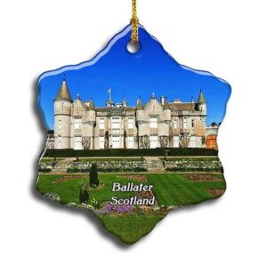 "n/a" uk scotland ballater balmoral castle christmas ceramic ornament xmas tree decor souvenirs double sided snowflake porcelain home gifts