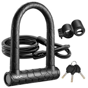 bike u lock,20mm heavy duty combination bicycle d lock shackle 4ft length security cable with sturdy mounting bracket and key anti theft bicycle secure locks