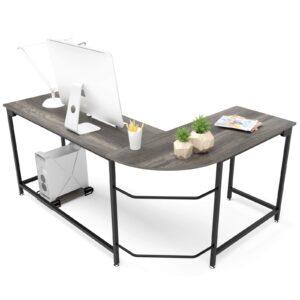 teraves modern l-shaped desk corner computer desk workstation home office desk study writing table