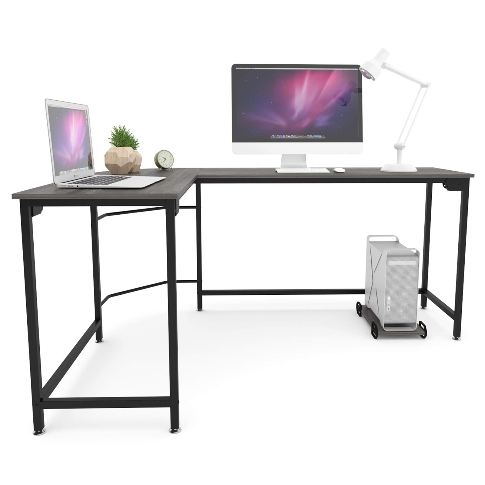 Teraves Modern L-Shaped Desk Corner Computer Desk Workstation Home Office Desk Study Writing Table