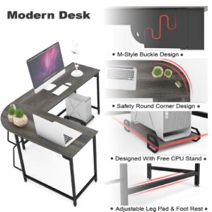 Teraves Modern L-Shaped Desk Corner Computer Desk Workstation Home Office Desk Study Writing Table