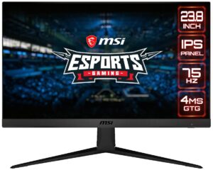 msi 24” fhd (1920 x 1080) non-glare with super narrow bezel 75hz 1ms 16:9 hdmi/dp amd radeon freesync ips gaming monitor (optix g241v), black