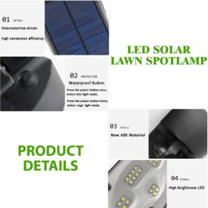 Himalayan Glow 20 LEDs Solar Spotlights, IP65WaterProof Landscape Wall Light, 2-in-1 Wireless Outdoor Solar Landscaping Light for Yard Garden Driveway Porch, 4 Pack , White