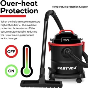 Eastvolt Wet Dry Vacuum Cleaner, 5 Gallon 5.5 Peak HP 3 in 1 Blower, Hepa Filtration Dry Wet Suction for Home, Garage, Vehicle, Workshop (K-411F)