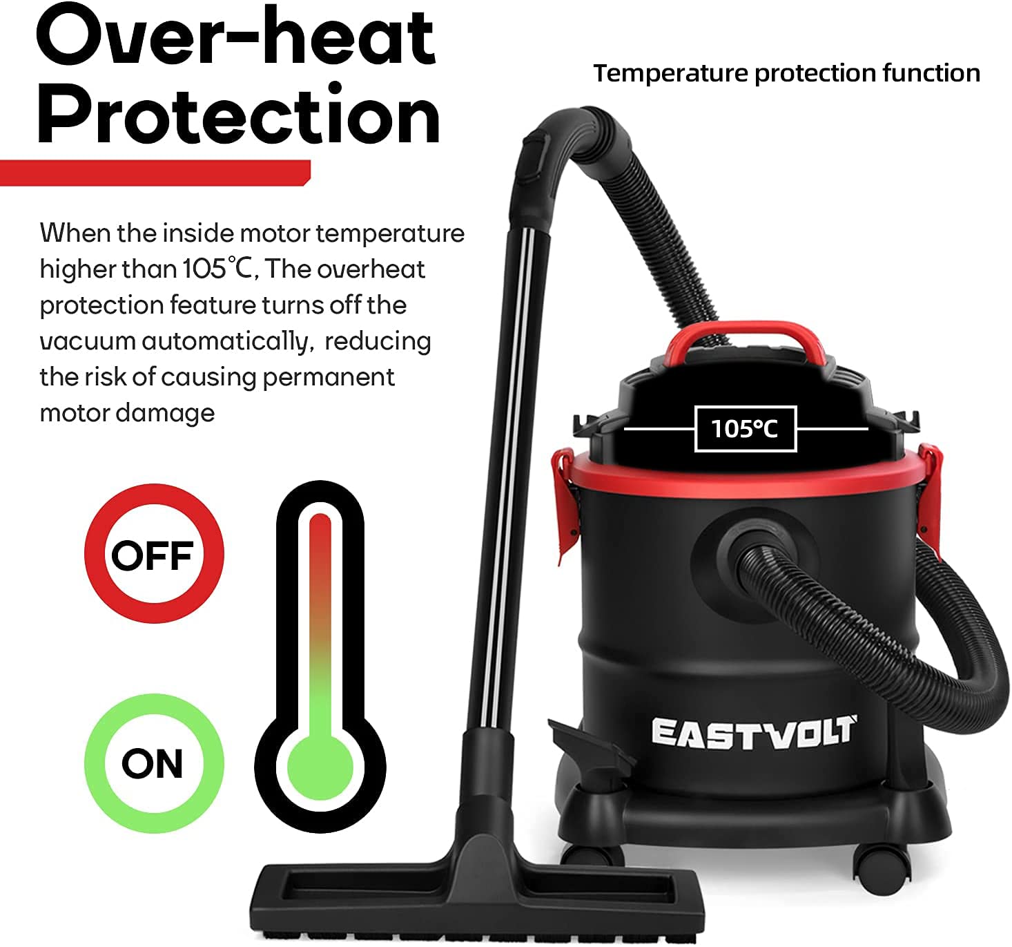 Eastvolt Wet Dry Vacuum Cleaner, 5 Gallon 5.5 Peak HP 3 in 1 Blower, Hepa Filtration Dry Wet Suction for Home, Garage, Vehicle, Workshop (K-411F)