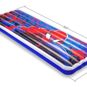 Living iQ Jr Twin-Size Kids Inflatable Air Bed, Blow-Up Mattress with Disney Marvel Spider-Man Theme, Waterproof & Puncture Resistant Vinyl, Lightweight & Portable for Travel, Hotel, Camp & Sleepover