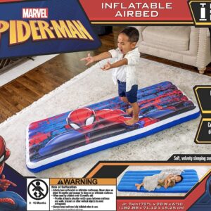 Living iQ Jr Twin-Size Kids Inflatable Air Bed, Blow-Up Mattress with Disney Marvel Spider-Man Theme, Waterproof & Puncture Resistant Vinyl, Lightweight & Portable for Travel, Hotel, Camp & Sleepover