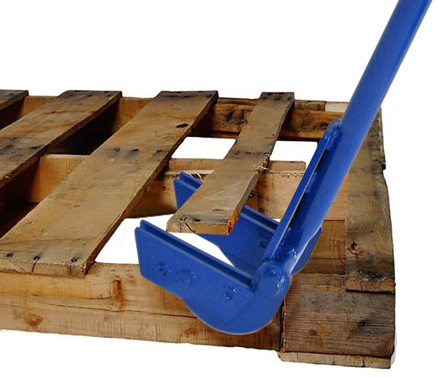 HOME-X Heavy-Duty Pallet Buster with Rotating Head, 45-Inch Powder-Coated Steel with Rubber Handle, No Assembly Required, 45" L x 6" W x 1 ¼ " H, Blue