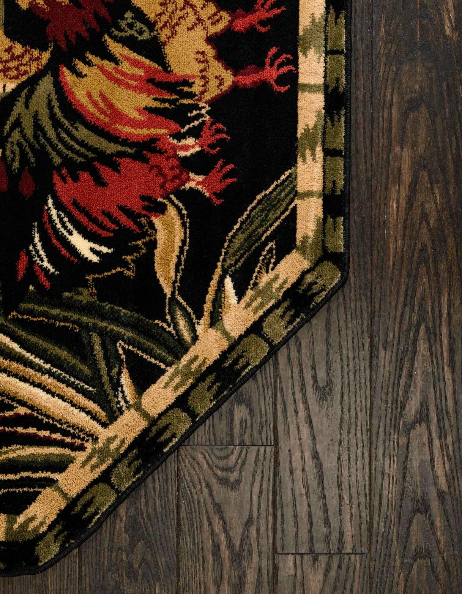 Unique Loom Barnyard Collection Area Rug - Farm (5' 3" Octagon, Black/ Cream)