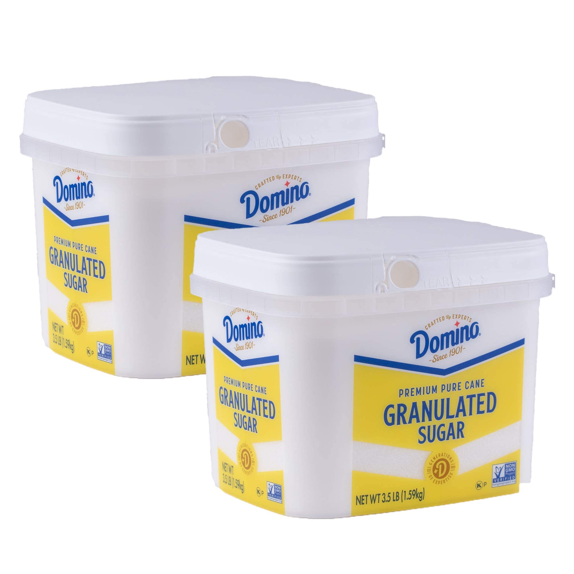 Domino Premium Pure Cane Granulated Sugar, 3.5 LB Easy Baking Tub (Pack of 2)