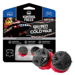 kontrolfreek call of duty: black ops cold war performance thumbsticks for playstation 4 (ps4) and playstation 5 (ps5) | 2 high-rise, convex | black/red