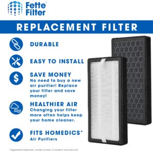 2 Pack of AP-DT10FL True Hepa Replacement Filter Compatible with HomeMedics TotalClean Desktop Air Purifier Models AP-DT10BK and AP-DT10WT. Compare to Part # AP-DT10FL