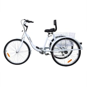 Iglobalbuy 26 Inch Adult Tricycles Series 7 Speed 3 Wheel Bikes for Adult Tricycle Trike Cruise Bike Large Size Basket for Recreation, Shopping,Exercise Men's Women's Bike