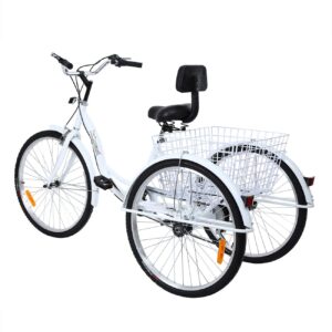 Iglobalbuy 26 Inch Adult Tricycles Series 7 Speed 3 Wheel Bikes for Adult Tricycle Trike Cruise Bike Large Size Basket for Recreation, Shopping,Exercise Men's Women's Bike