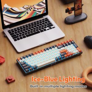 RK ROYAL KLUDGE RK100 2.4G Wireless/Bluetooth/Wired RGB Mechanical Keyboard, 100 Keys 3 Modes Connectable Hot Swappable Brown Switch Gaming Keyboard for Win/Mac