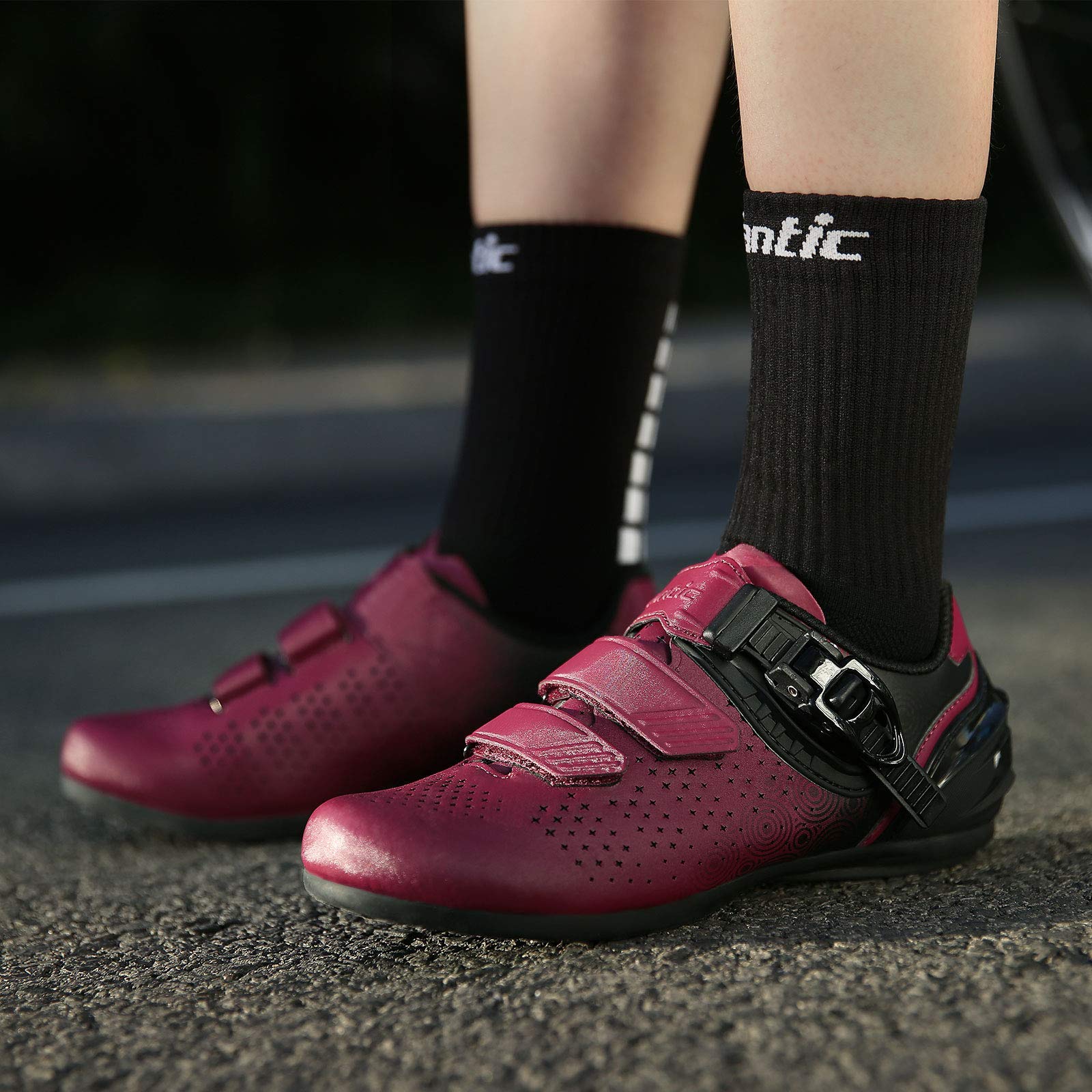 Santic Womens Cycling Shoes Road Bike Shoes Indoor Cycling Shoes Road Cycling Shoes Wine Red