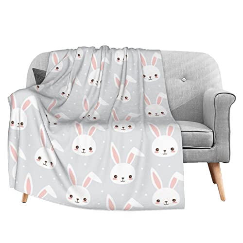 FeHuew Childish Bunny Cartoon Rabbits Soft Throw Blanket 40x50 inch Lightweight Warm Flannel Fleece Blanket for Couch Bed Sofa Travel Camping for Kids Adults