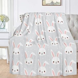 FeHuew Childish Bunny Cartoon Rabbits Soft Throw Blanket 40x50 inch Lightweight Warm Flannel Fleece Blanket for Couch Bed Sofa Travel Camping for Kids Adults